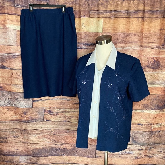 Alfred Dunner | Skirts | Alfred Dunner 2 Piece Blue Suit | Poshmark